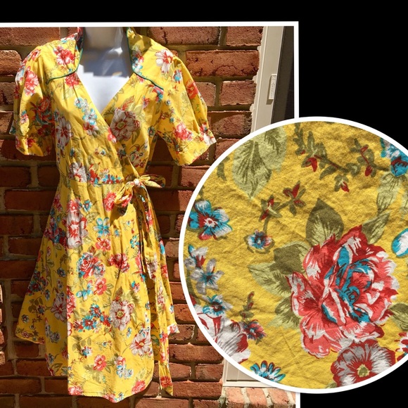 Freestyle | Dresses | Free Style Yellow Floral Crossover Wrap Dress Xl ...